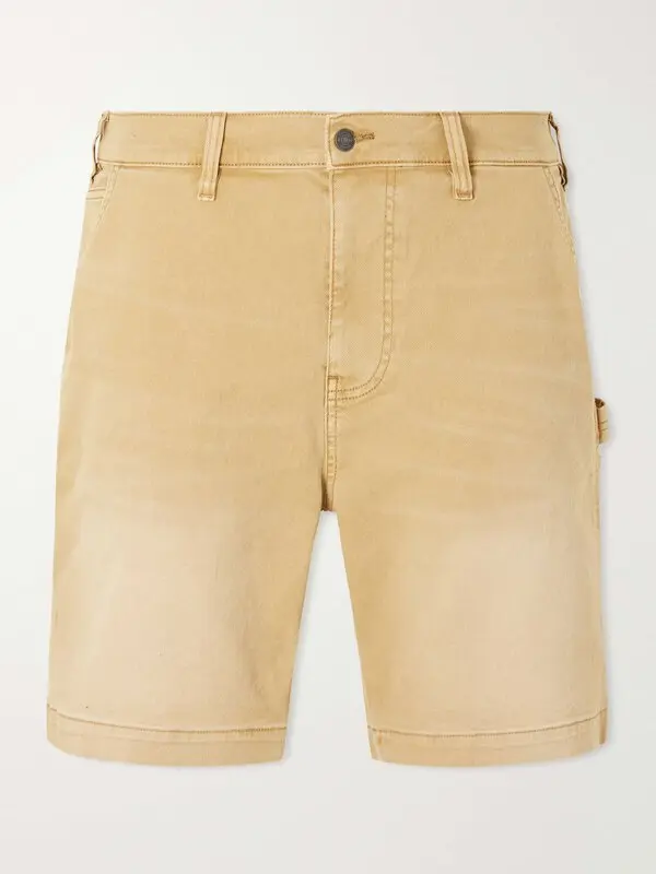 CORRIDOR Painter Wide-leg Denim Shorts - Beige