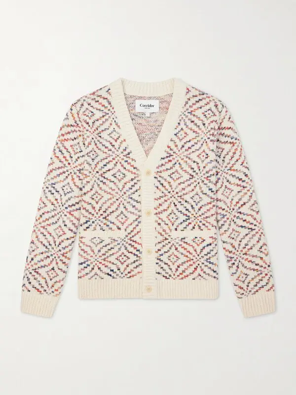 CORRIDOR Mandala Jacquard-knit Pima Cotton Cardigan - Neutrals