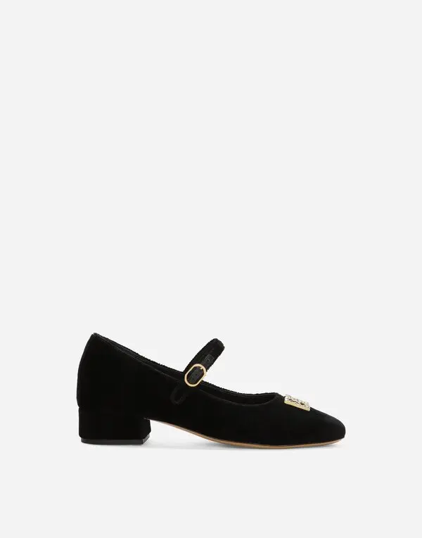 Dolce & Gabbana Velvet Mary Janes - Black