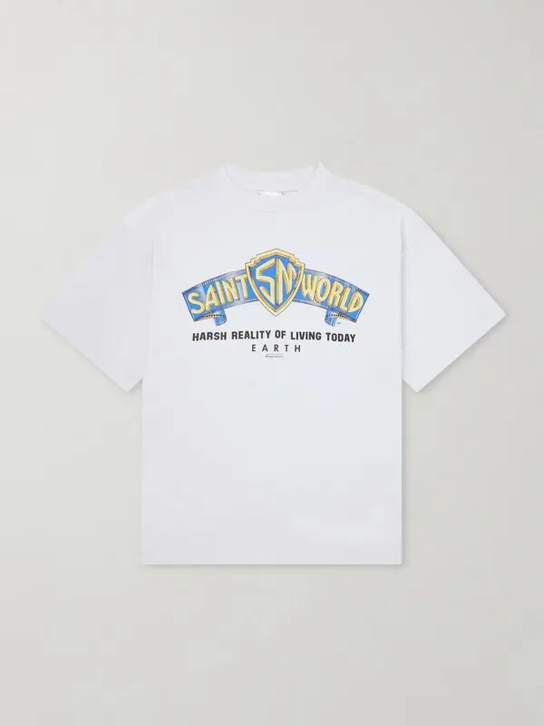 SAINT MXXXXXX Saint World Logo-print Cotton-jersey T-shirt - White