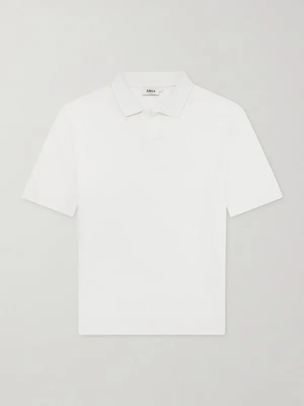 Altea Pierre Honeycomb-knit Cotton-piqué Polo Shirt - Neutrals