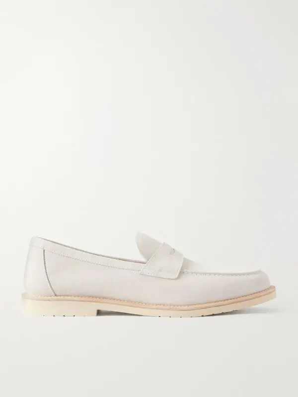 Brunello Cucinelli Suede Penny Loafers - Gray
