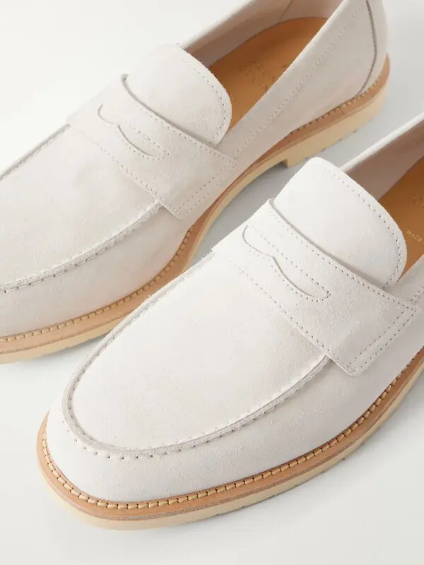 Brunello Cucinelli Suede Penny Loafers - Gray