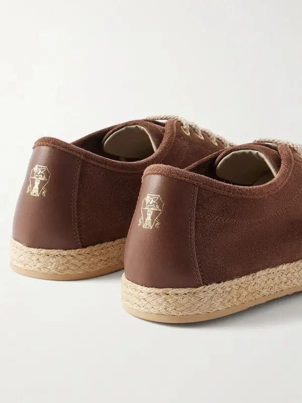 Brunello Cucinelli Suede Espadrille Sneakers - Brown