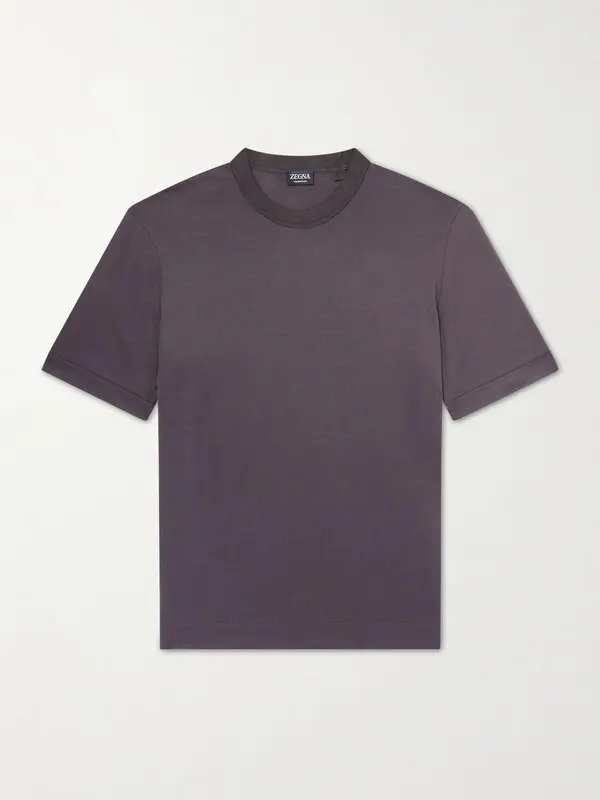 Zegna Cotton And Silk-blend T-shirt - Brown