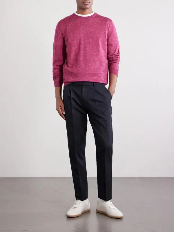 Zegna Straight-leg Pleated Cotton And Linen-blend Trousers
