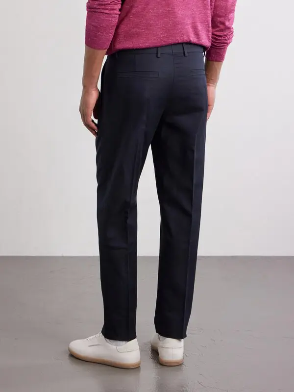 Zegna Straight-leg Pleated Cotton And Linen-blend Trousers