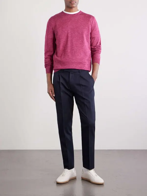 Zegna Straight-leg Pleated Cotton And Linen-blend Trousers