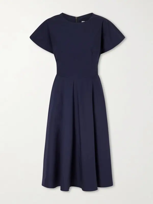 Rosie Assoulin Buttercup Pleated Cotton-taffeta Midi Dress - Blue