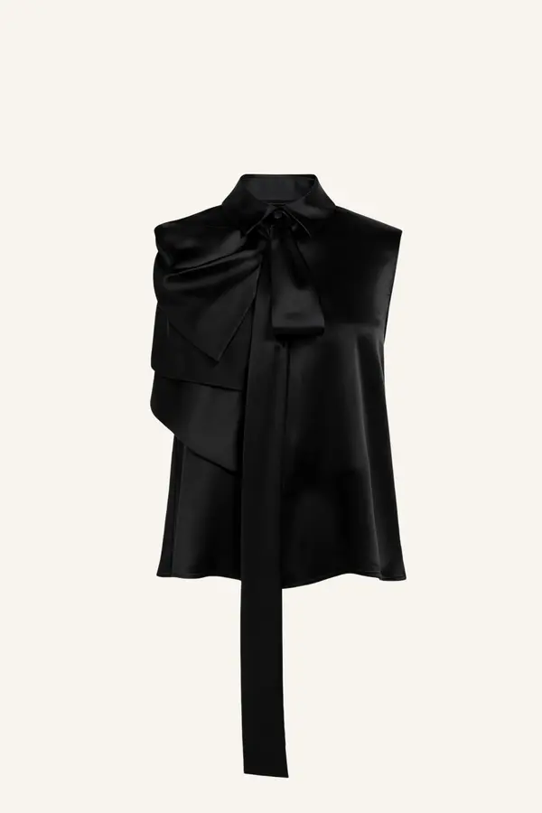 Aiste Hong Tie-neck Sleeveless Top - Black