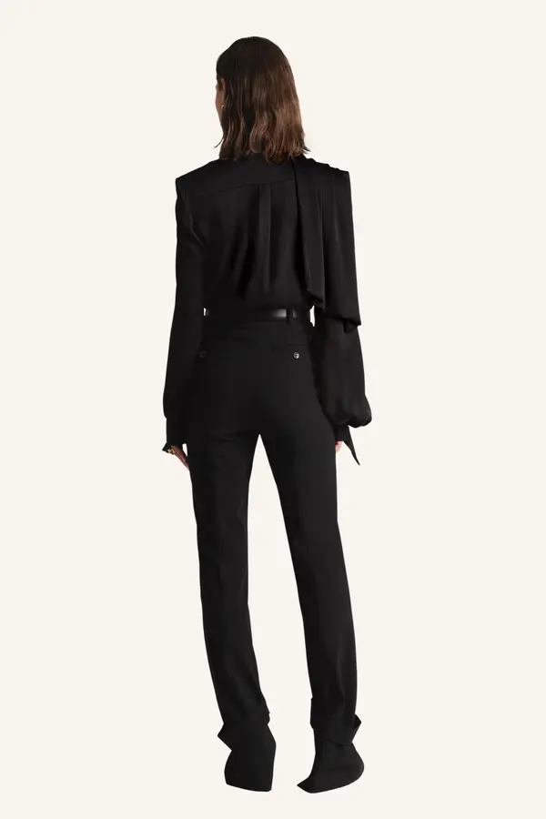 Aiste Hong High-waisted Ankle Cuff Pants - Black