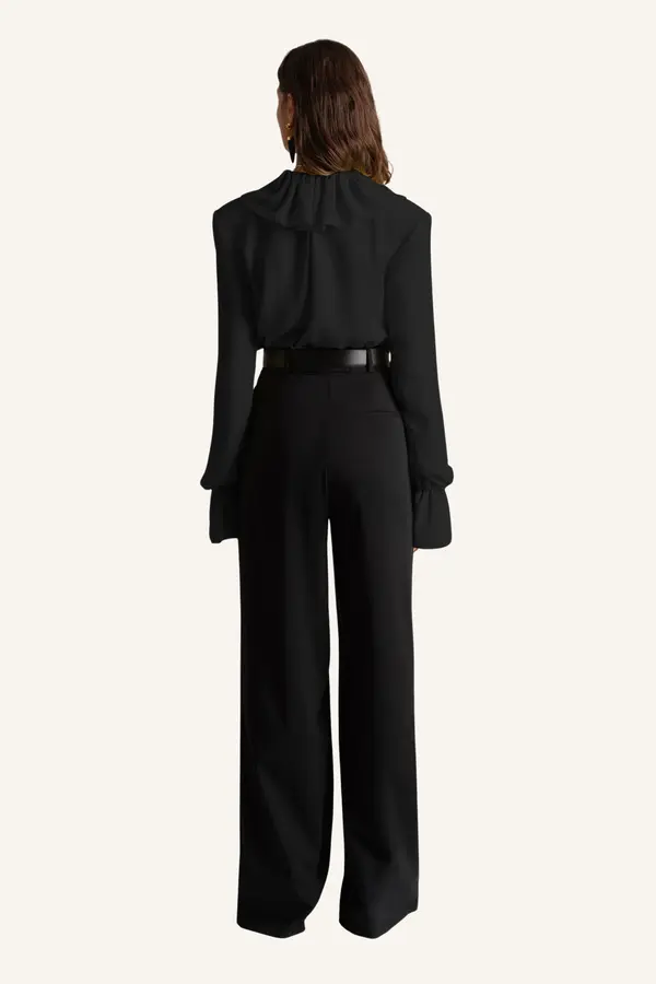 Aiste Hong Ruffle Tie-neck Blouse - Black