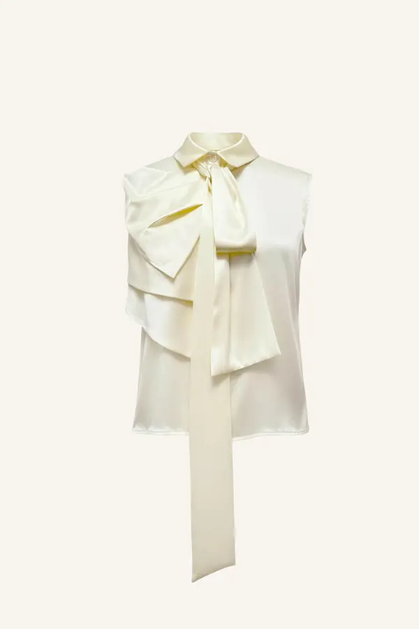 Aiste Hong Ruffle Tie-neck Top - Ivory