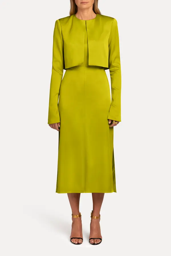 Aiste Hong Open Back Midi Dress - Chartreuse
