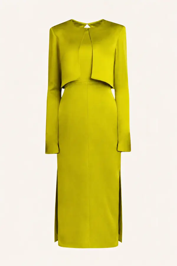 Aiste Hong Open Back Midi Dress - Chartreuse