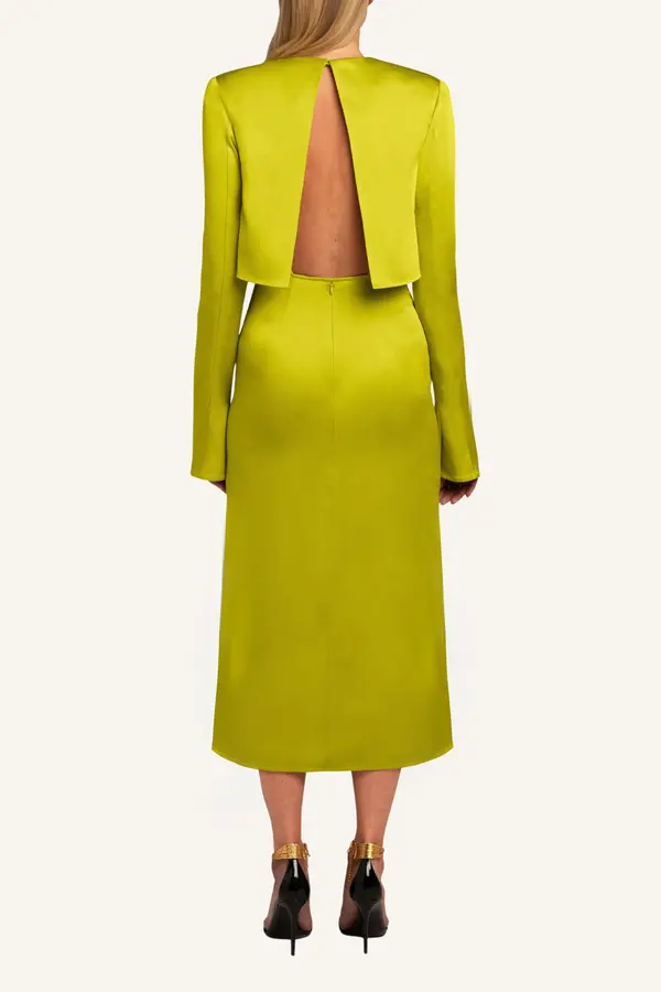 Aiste Hong Open Back Midi Dress - Chartreuse