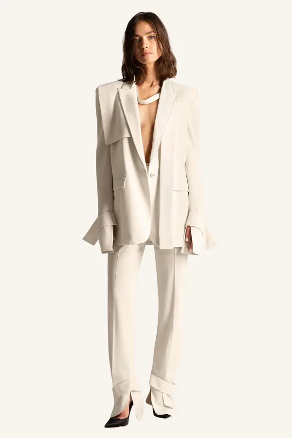 Aiste Hong Ankle Cuff Virgin Wool Pants - Cream