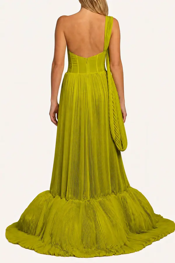 Aiste Hong Bubble Hem Gown - Chartreuse