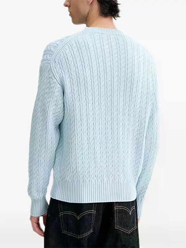 Kenzo Floral-appliqué Cable-knit Sweater - Blue