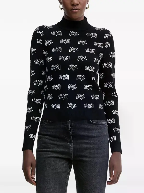 Michael Kors Printed Mock-neck Sweater - Black