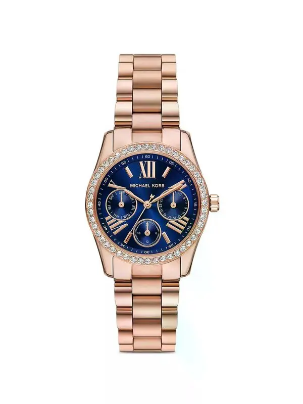 Michael Kors Lexington Embellished Blue 38mm Watch - Pink