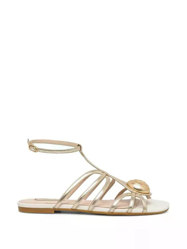 Liu Jo T-bar Logo Detail Sandals - Gold