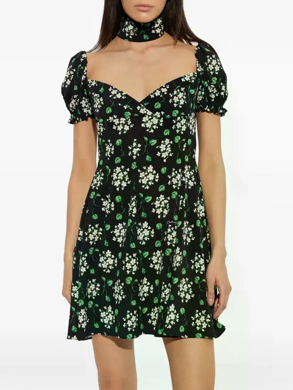 Dolce & Gabbana Floral Print Mini Dress With Scarf