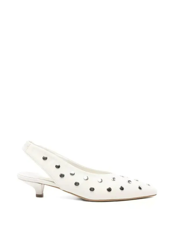 BIANCADI Studded Slingback Pumps - White