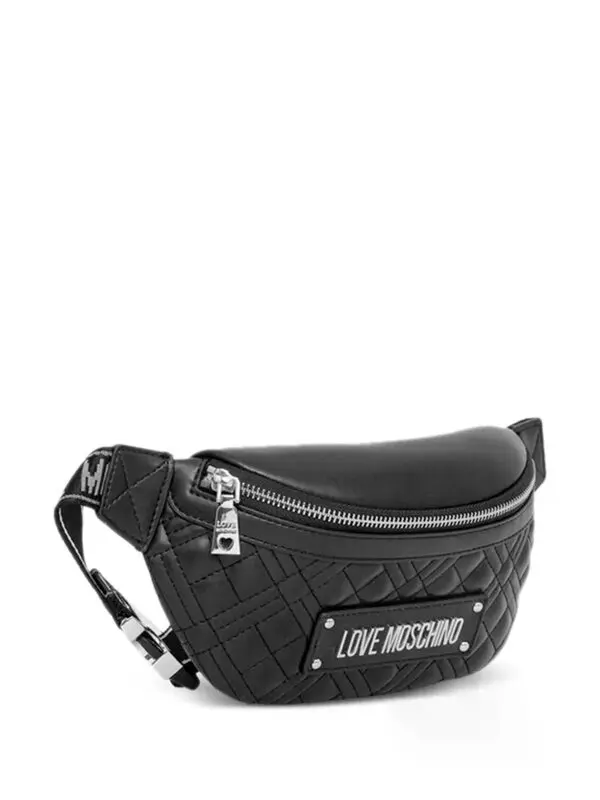 Moschino Quilted Belt Bag With Logo Plaque - Black