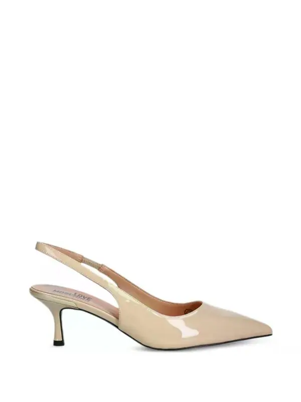 Moschino Pointed Leather Slingback Pumps - Neutrals