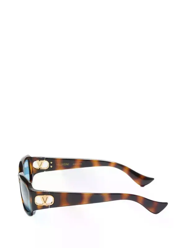Valentino Garavani Vlogo Signature Tortoiseshell-effect Rectangular Sunglasses - Brown