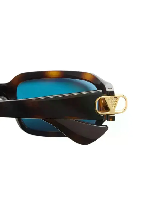 Valentino Garavani Vlogo Signature Tortoiseshell-effect Rectangular Sunglasses - Brown