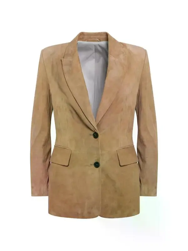 SWORD 6644 Single-breasted Suede Blazer - Neutrals