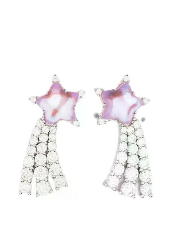 YVMIN Star-detail Embellished Drop Earrings - Silver
