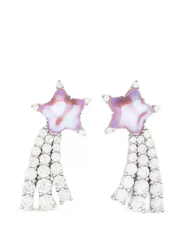 YVMIN Star-detail Embellished Drop Earrings - Silver