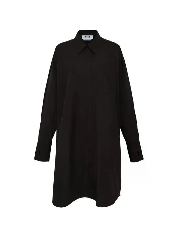 MSGM Collared Shirt Midi Dress - Black