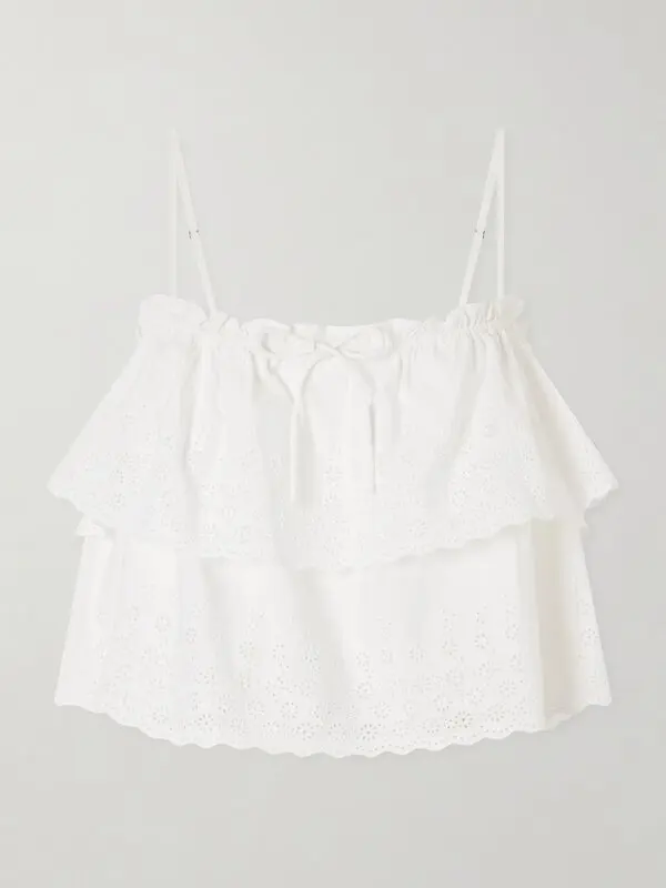 Veronica Beard Roseanna Broderie Anglaise Top - White