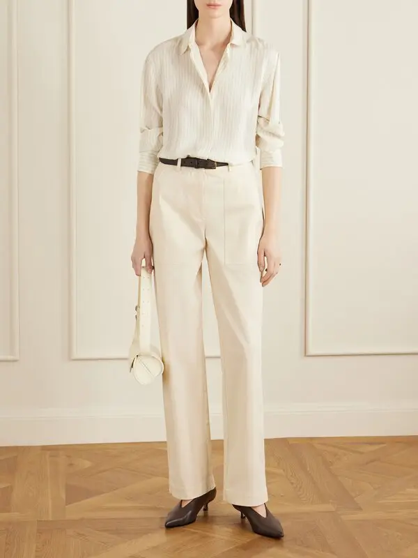 Theory Hi Lo Flou Striped Satin Shirt