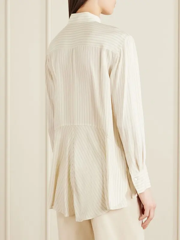 Theory Hi Lo Flou Striped Satin Shirt