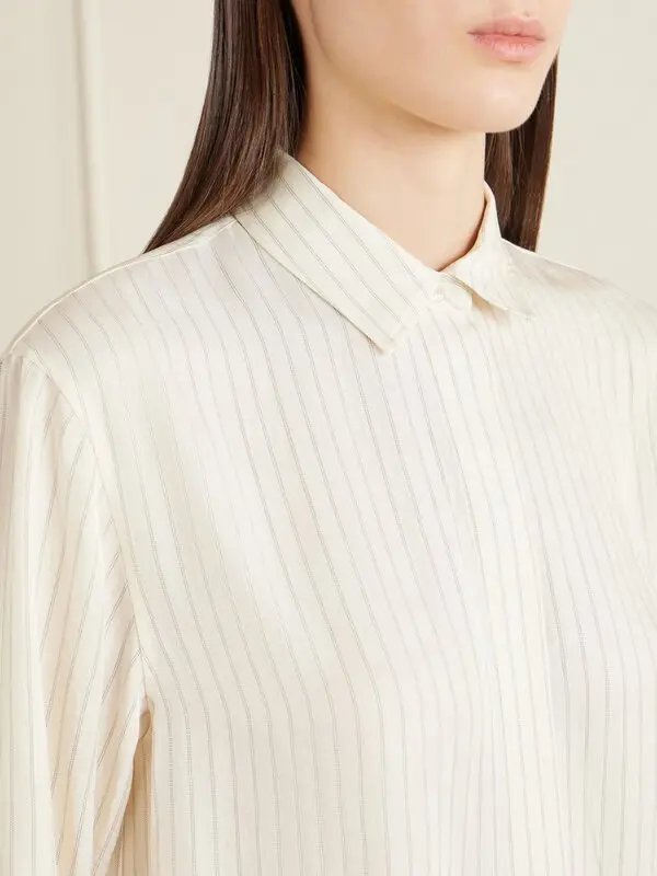 Theory Hi Lo Flou Striped Satin Shirt