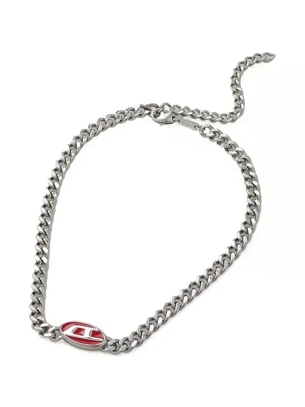 DIESEL® Logo-plaque Necklace - Silver