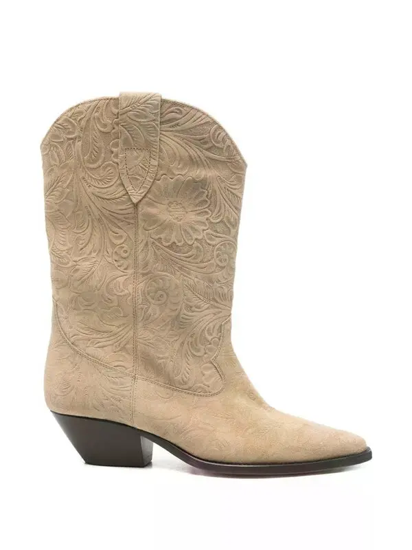 Isabel Marant Duerto Suede Cowboy Boots - Neutrals