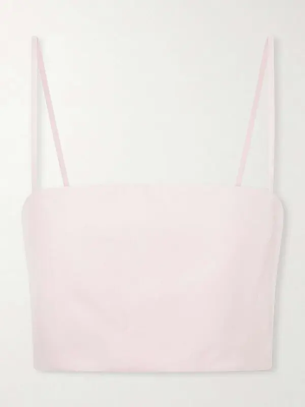 Gabriela Hearst Nadir Cropped Cotton-poplin Top - Baby Pink