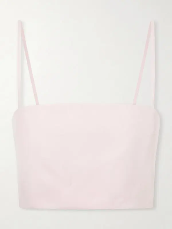 Gabriela Hearst Nadir Cropped Cotton-poplin Top - Pink