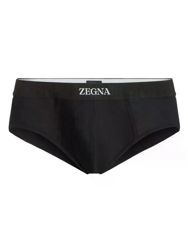 Zegna Logo-waistband Briefs - Black