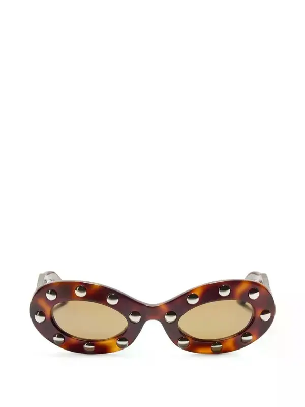 Valentino Garavani Studded Oval Sunglasses - Brown