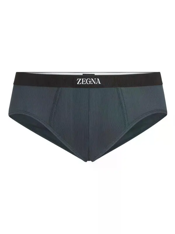 Zegna Logo-waistband Briefs - Blue