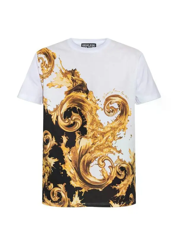 Versace Wave Couture-print T-shirt - White