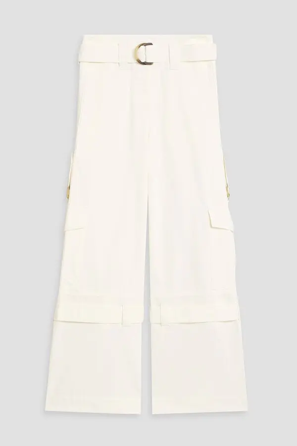 Zimmermann Belted Cotton-twill Wide-leg Pants - Ivory