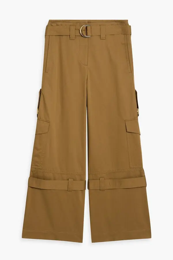 Zimmermann Belted Cotton-twill Wide-leg Pants - Light Brown